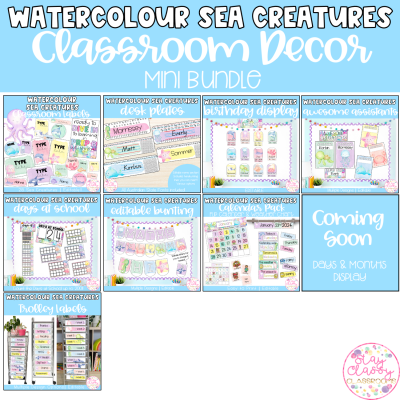 WATERCOLOUR SEA CREATURES Classroom Decor MINI BUNDLE - Stay Classy ...