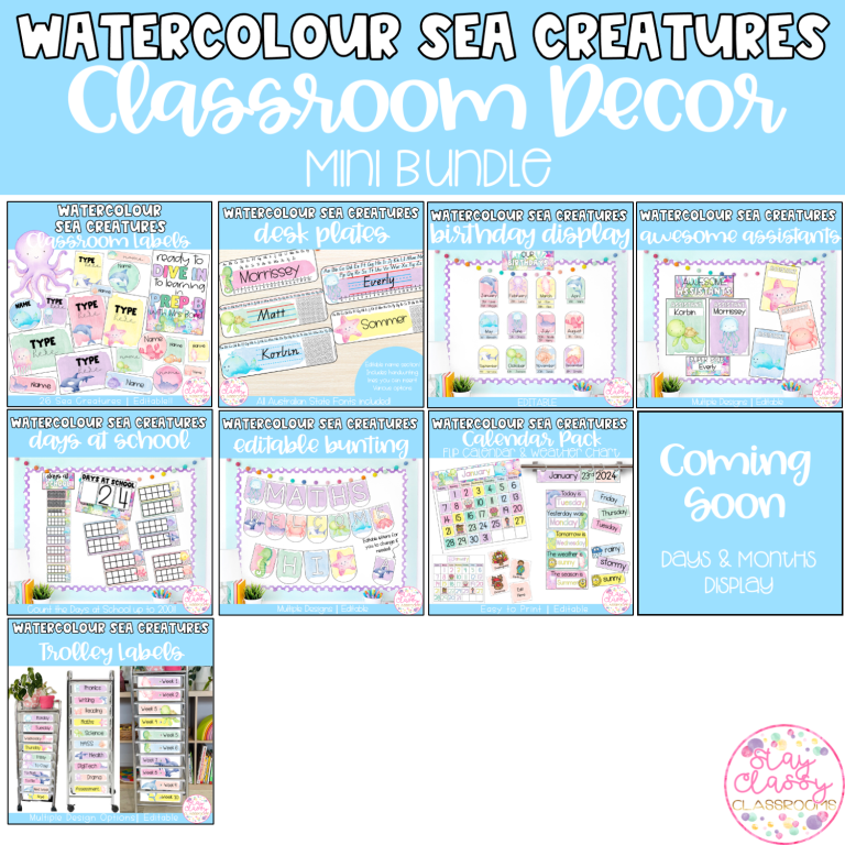 WATERCOLOUR SEA CREATURES Classroom Decor MINI BUNDLE - Stay Classy ...