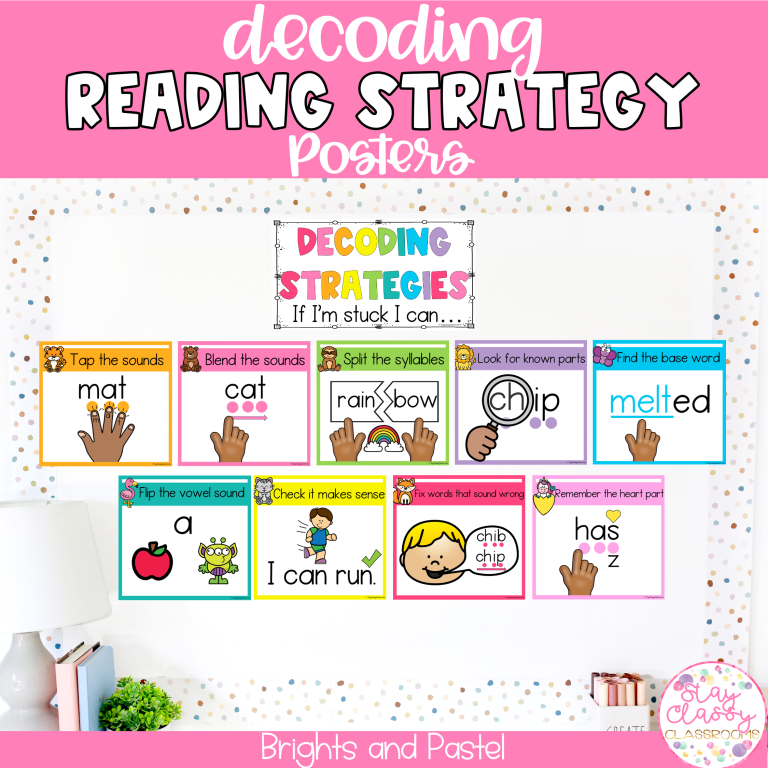 Decoding Reading Strategy Posters | Brights & Pastels - Stay Classy ...