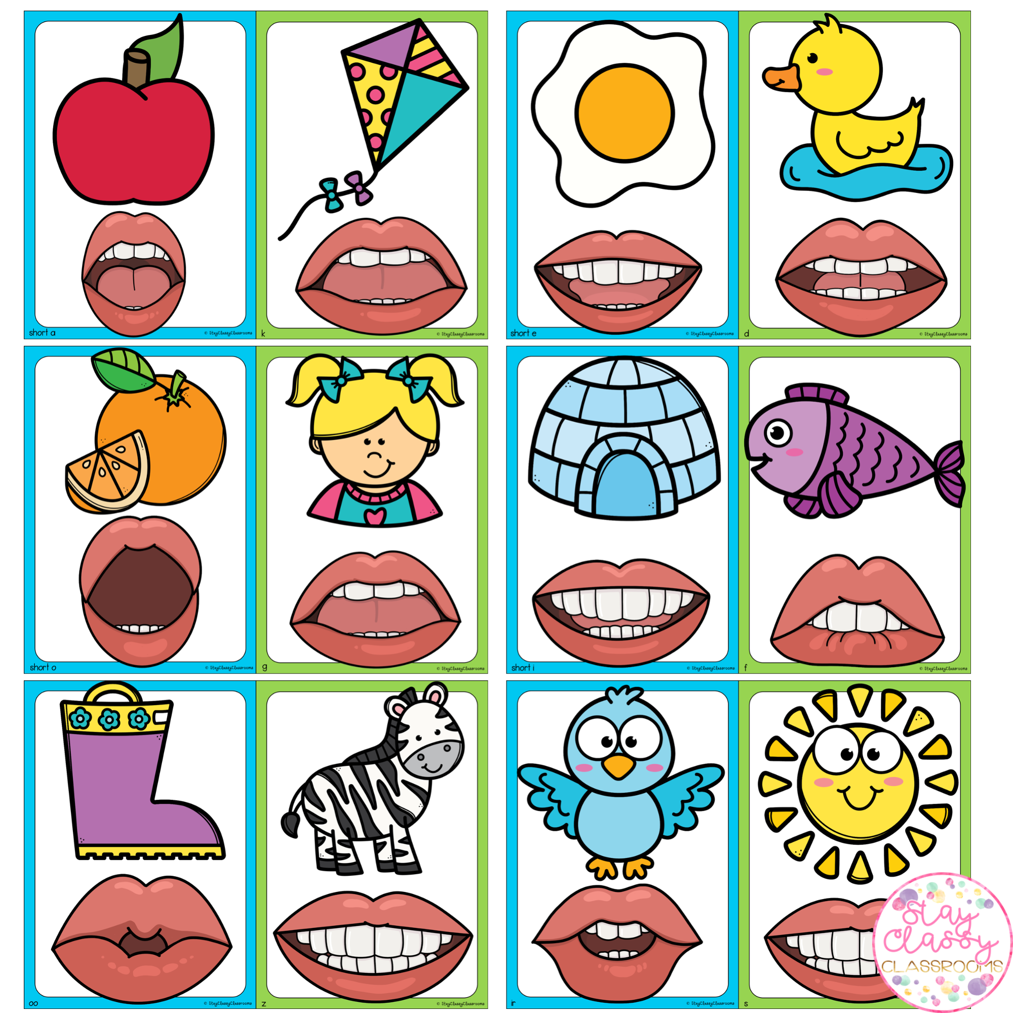 Phonics Sound Posters with Articulation Mouths - Stay Classy Classrooms