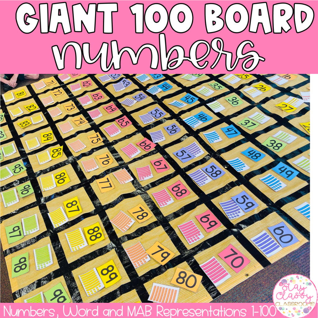 Giant 100 Board Numbers to 100 | Numbers, Words, MAB Representations ...