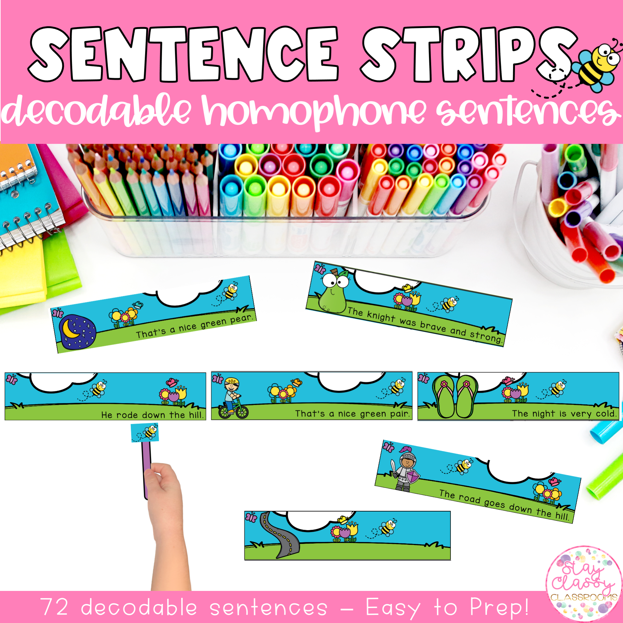 Homophone Sentence Strips - Stay Classy Classrooms