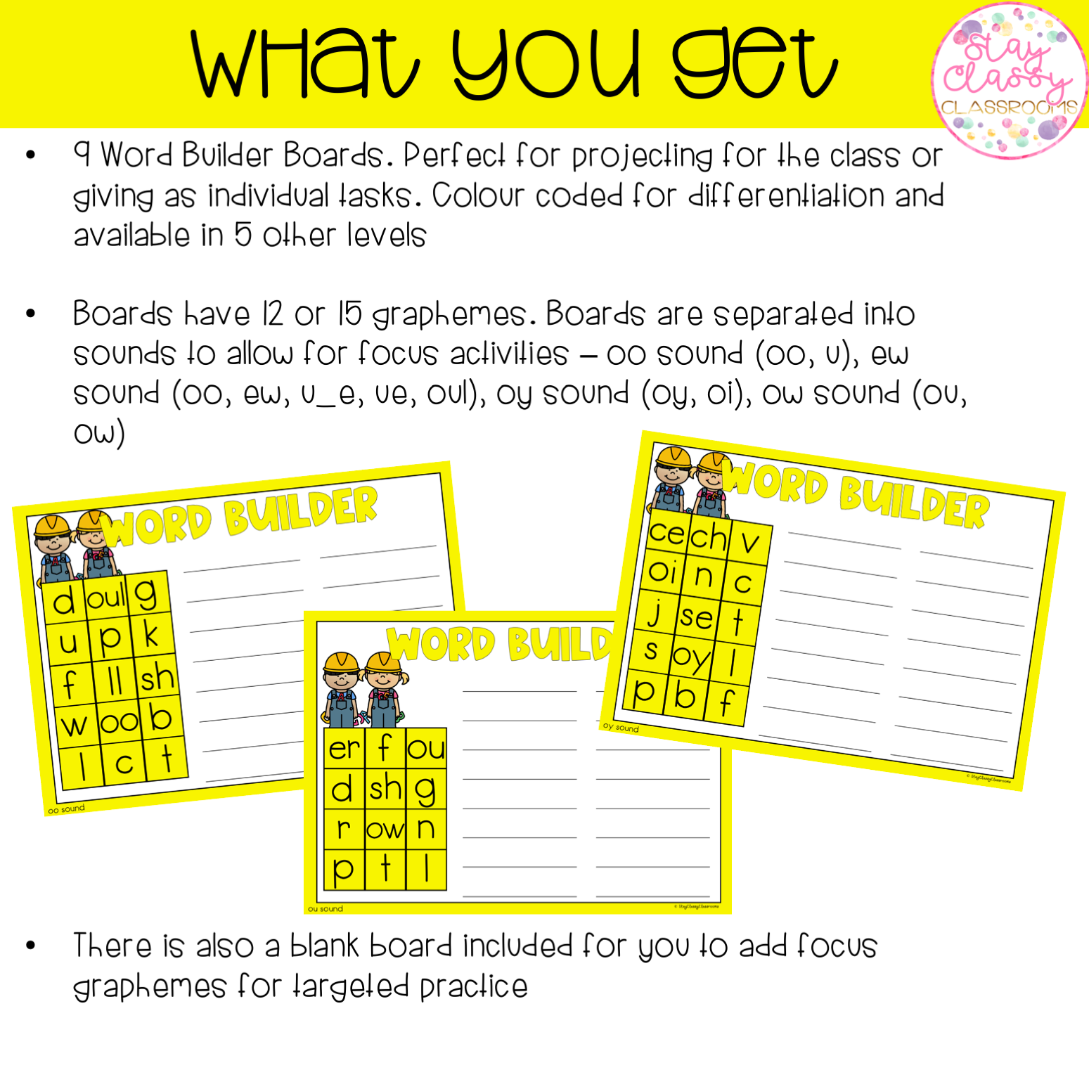 Word Builder Mats | Decodable Other Vowel Words - Stay Classy Classrooms
