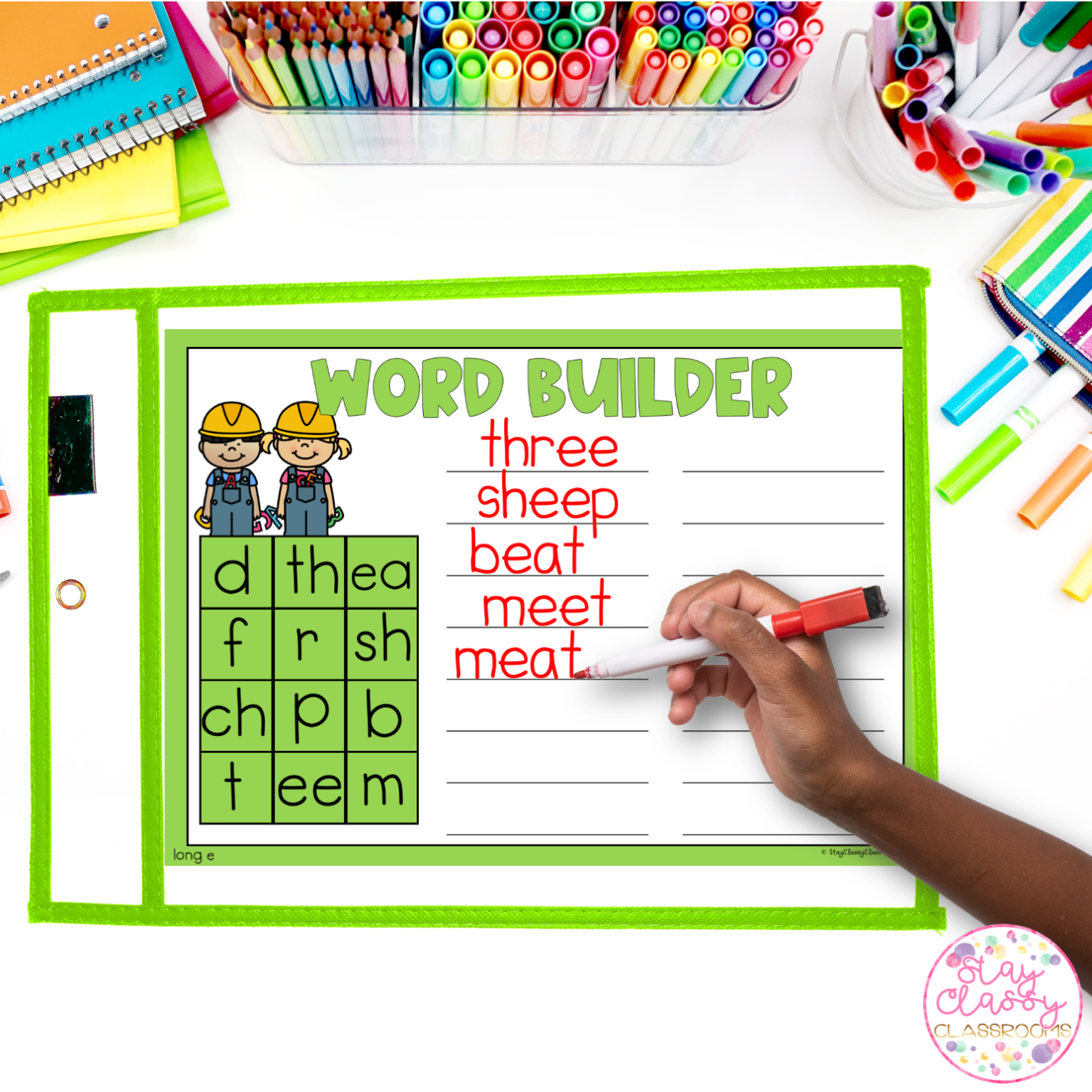 Word Builder Mats | Decodable Long Vowel Words - Stay Classy Classrooms