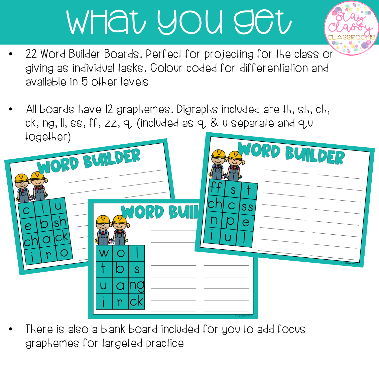 Word Builder Mats | Decodable Digraph Words - Stay Classy Classrooms