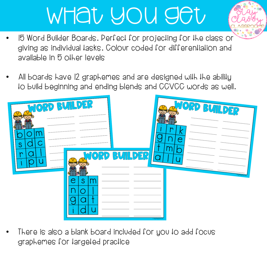 Word Builder Mats | Decodable CVCC & CCVC Words - Stay Classy Classrooms