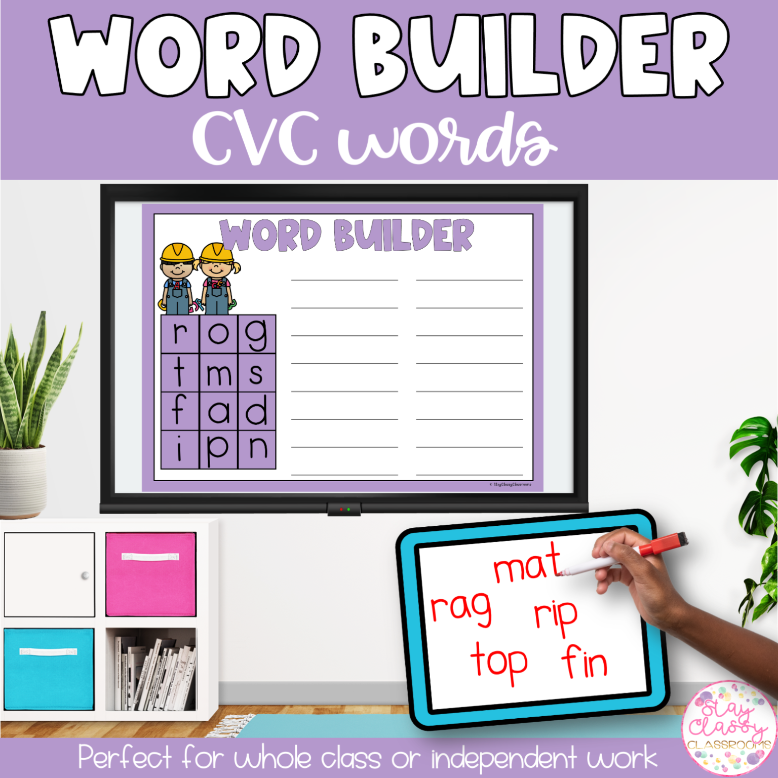 Word Builder Mats | Decodable CVC Words - Stay Classy Classrooms