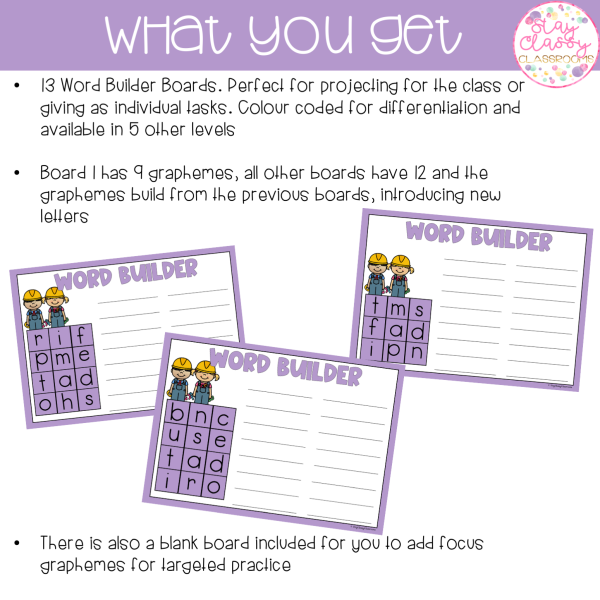 Word Builder Mats | Decodable CVC Words - Stay Classy Classrooms