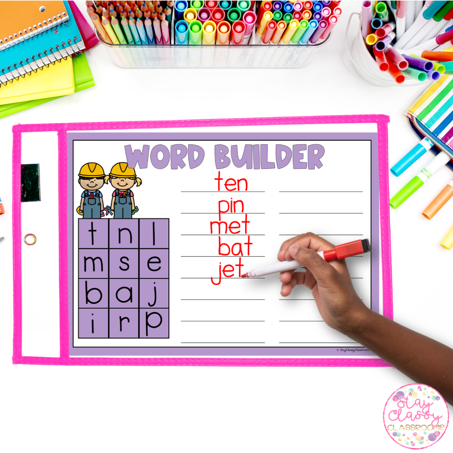 Word Builder Mats | Decodable CVC Words - Stay Classy Classrooms