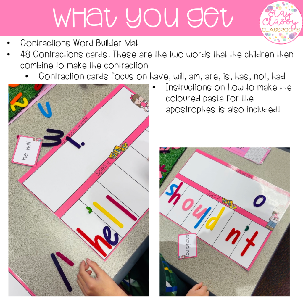 Contractions Build a Word Pack - Stay Classy Classrooms