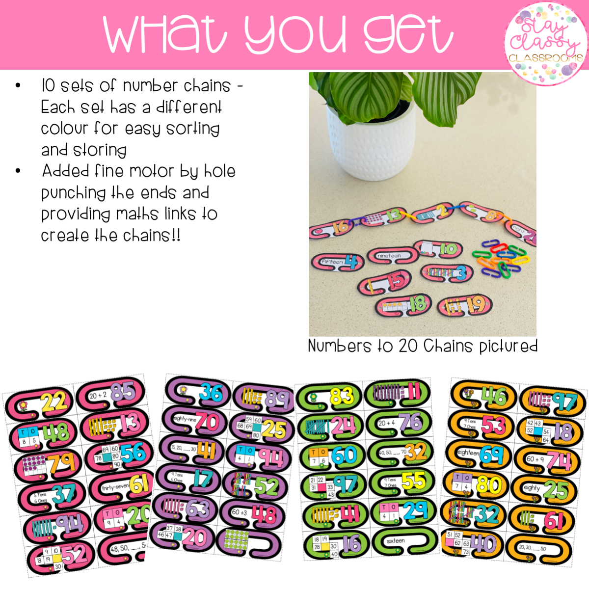 Number Chains | Numbers to 100 - Stay Classy Classrooms