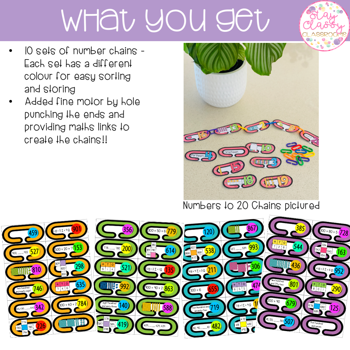 Number Chains | Numbers to 1000 - Stay Classy Classrooms