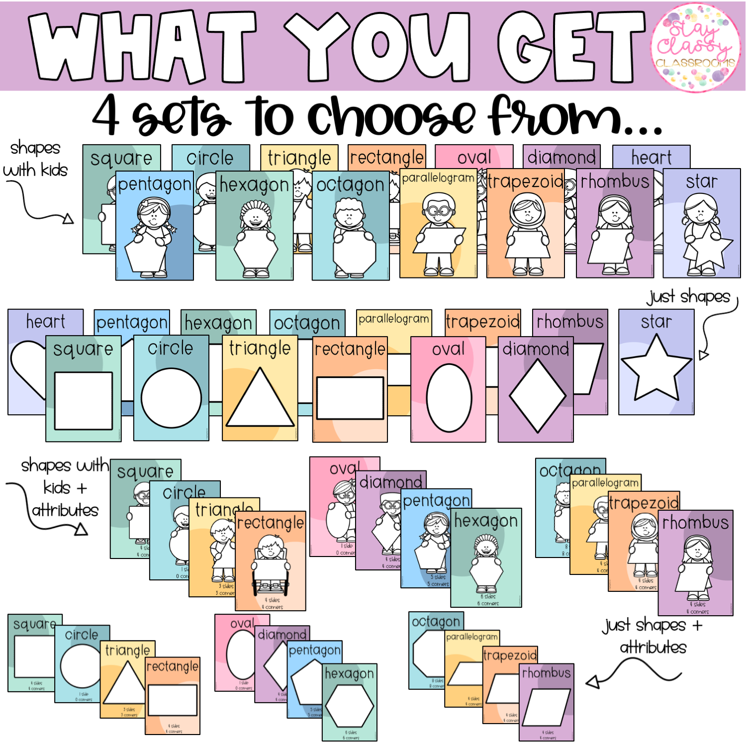 SQUISHIES 2D Shape Posters | Classroom Decor | Pastel - Stay Classy ...
