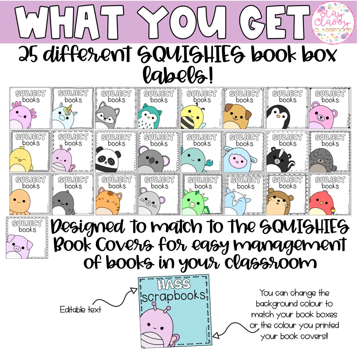 Book Box Labels | SQUISHIES | Editable - Stay Classy Classrooms