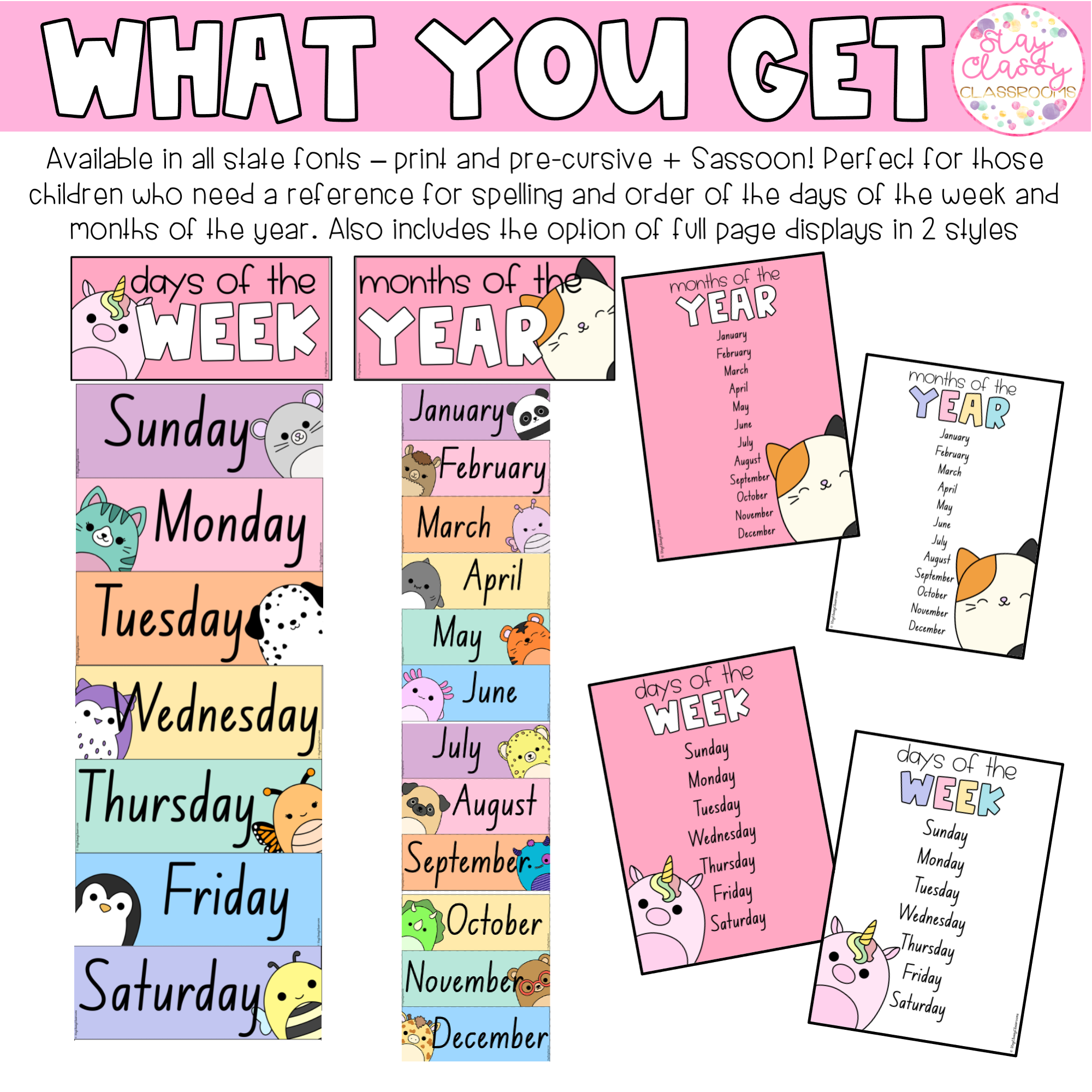 Days & Months Display | SQUISHIES | All Australian State Fonts - Stay ...