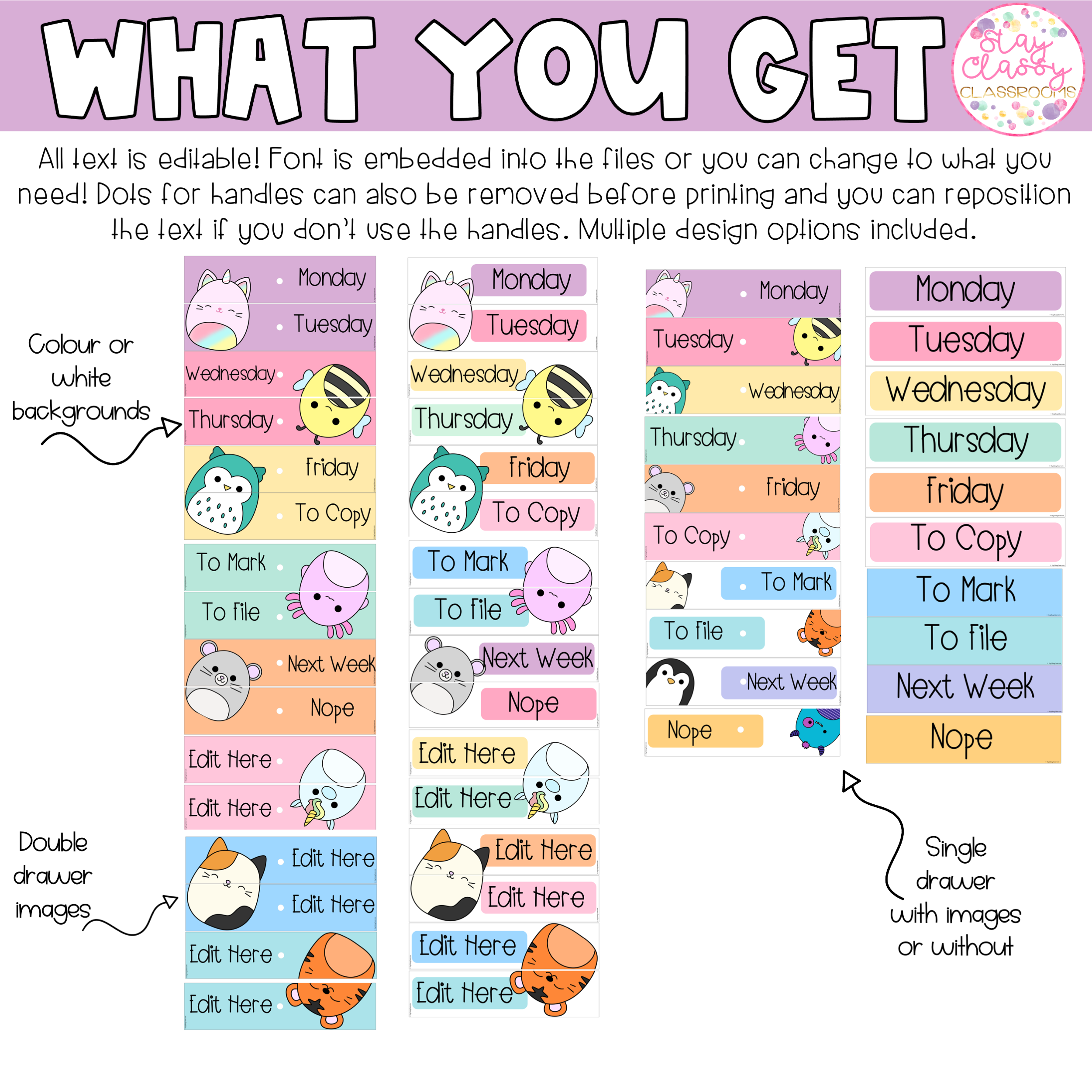 Teacher Trolley Labels | 10 Drawer Cart Labels | SQUISHIES | Editable ...