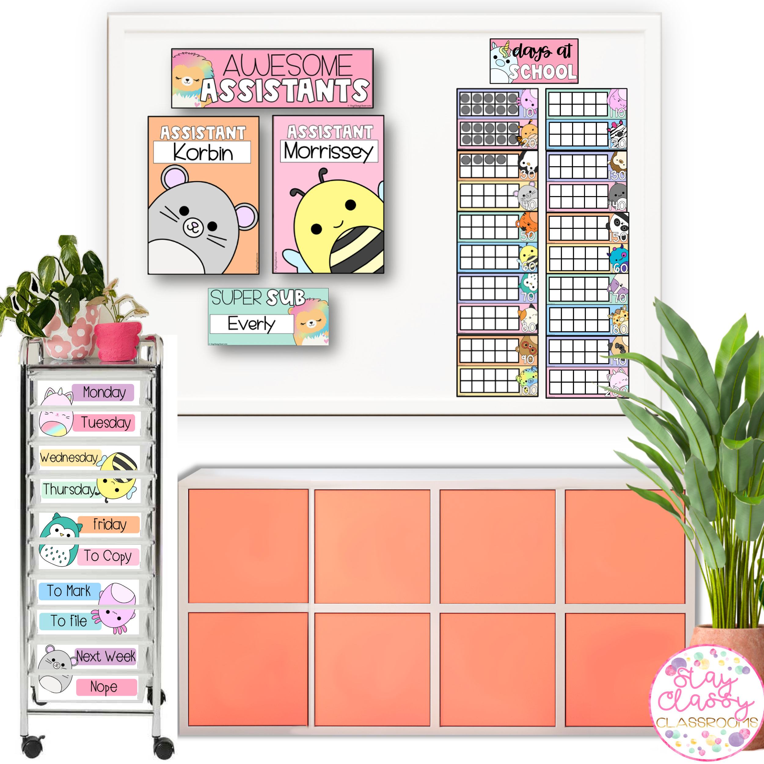 Teacher Trolley Labels | 10 Drawer Cart Labels | SQUISHIES | Editable ...