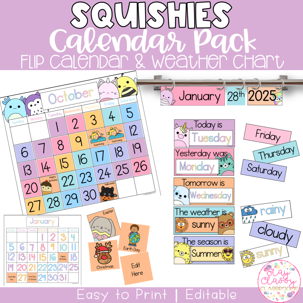 Classroom Calendar, Weather Display & Flip Calendar | Editable ...