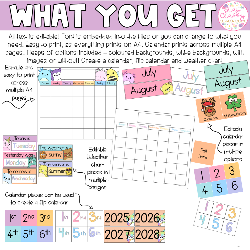 Classroom Calendar, Weather Display & Flip Calendar | Editable ...