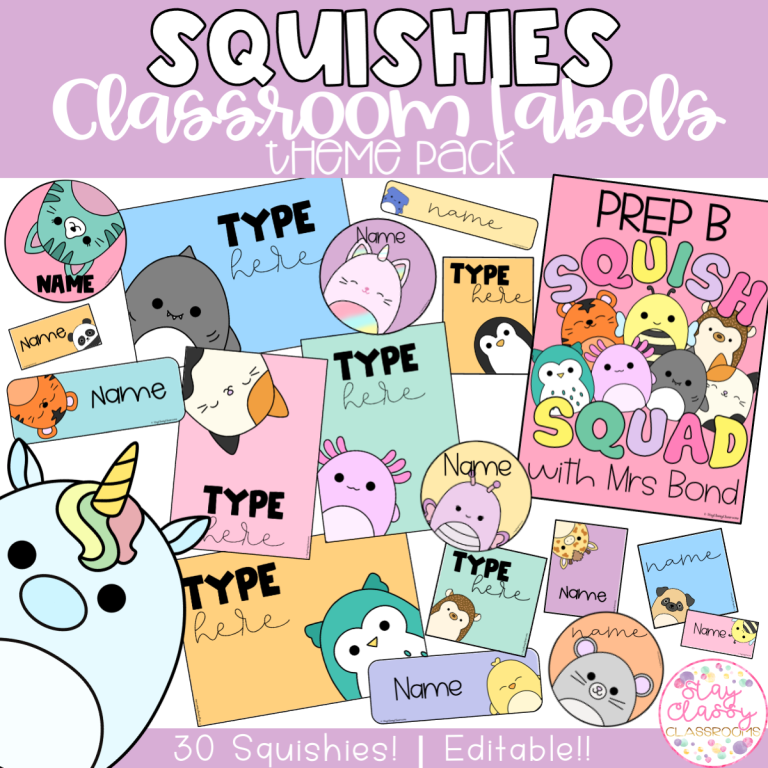 SQUISHIES Classroom Labels | Editable Name Tags, Labels, Posters & Door ...