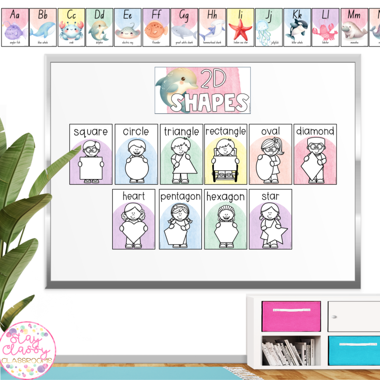 WATERCOLOUR SEA CREATURES 2D Shape Posters | Classroom Decor | Pastel ...