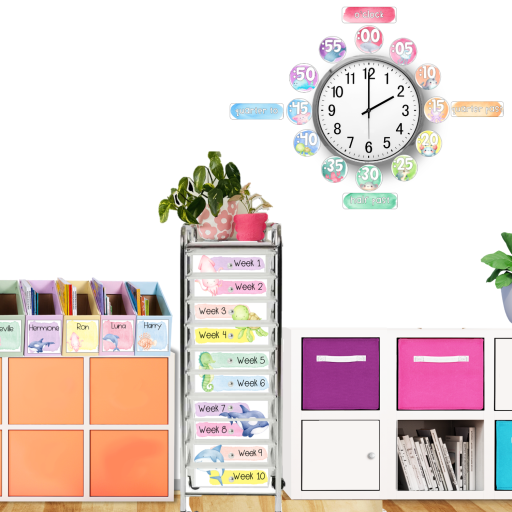 Clock Labels | WATERCOLOUR SEA CREATURES - Stay Classy Classrooms