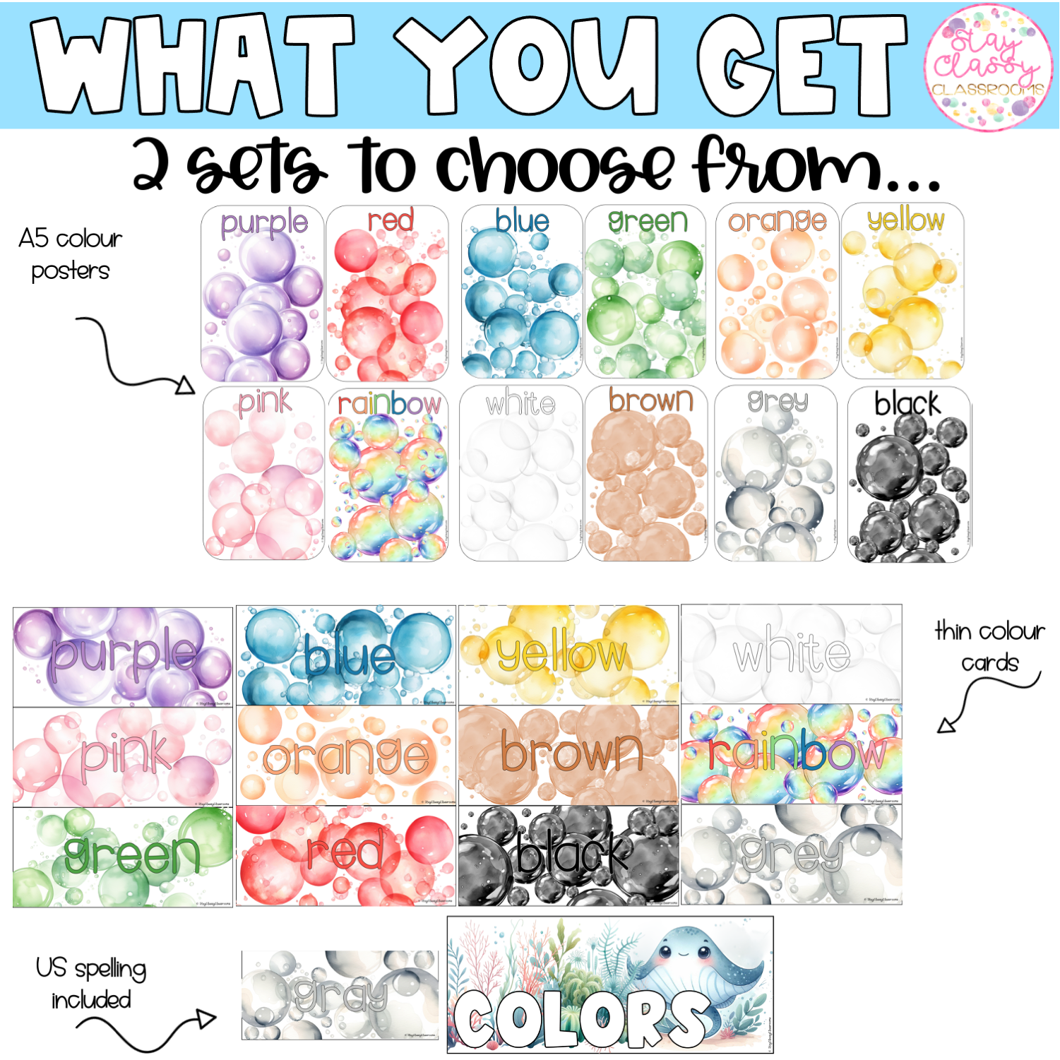 Colour Posters | WATERCOLOUR SEA CREATURES - Stay Classy Classrooms