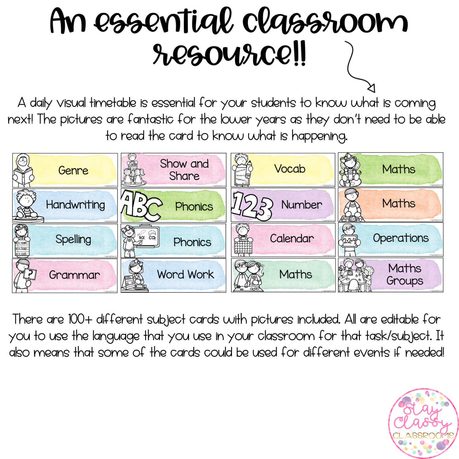 Editable Visual Timetable Cards | WATERCOLOUR SEA CREATURES - Stay ...