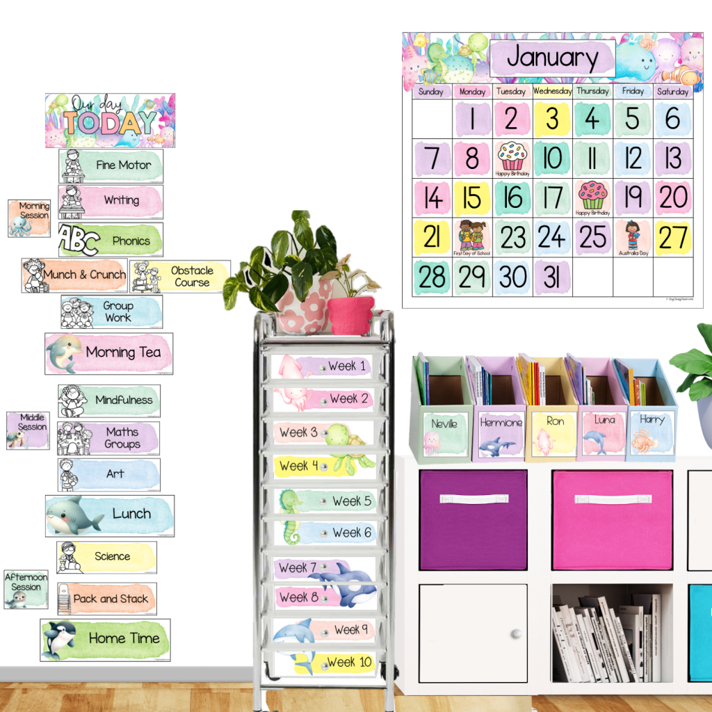 Editable Visual Timetable Cards | WATERCOLOUR SEA CREATURES - Stay ...