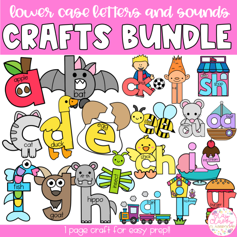Lower Case Letter and Sounds Crafts BUNDLE - Stay Classy Classrooms