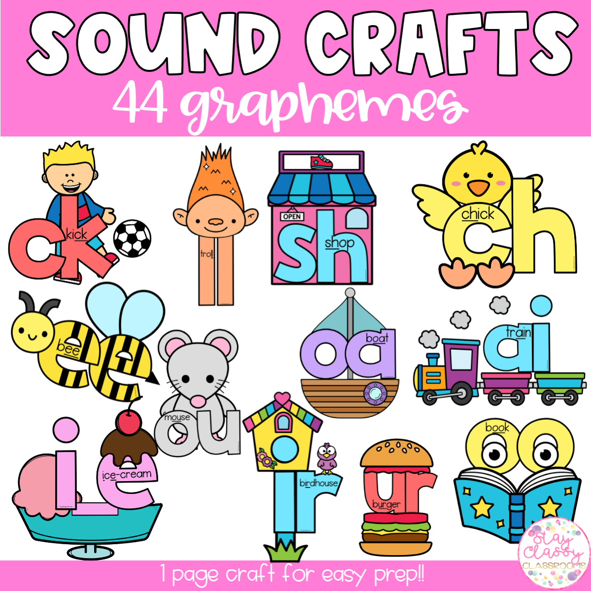 Sound Crafts | 44 Graphemes - Stay Classy Classrooms