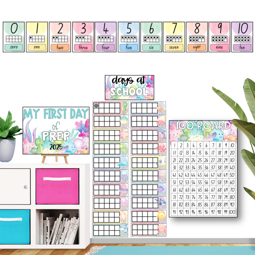 First and Last Day Signs | WATERCOLOUR SEA CREATURES | Editable - Stay ...