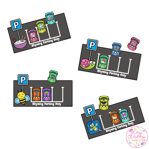 Rhyming Parking Lot | Phonological Awareness Matching Activity - Stay ...