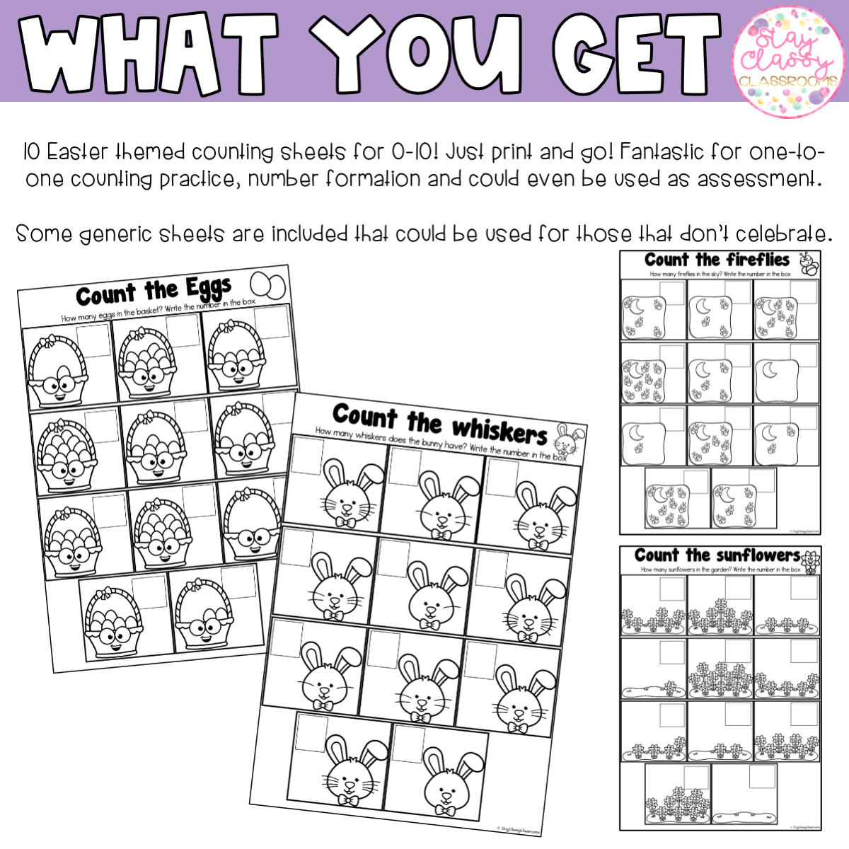 Easter Counting Printables | 0-10 - Stay Classy Classrooms