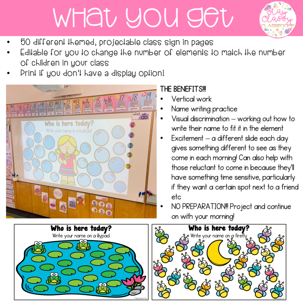 Class Sign In | Editable Display Pack - Stay Classy Classrooms