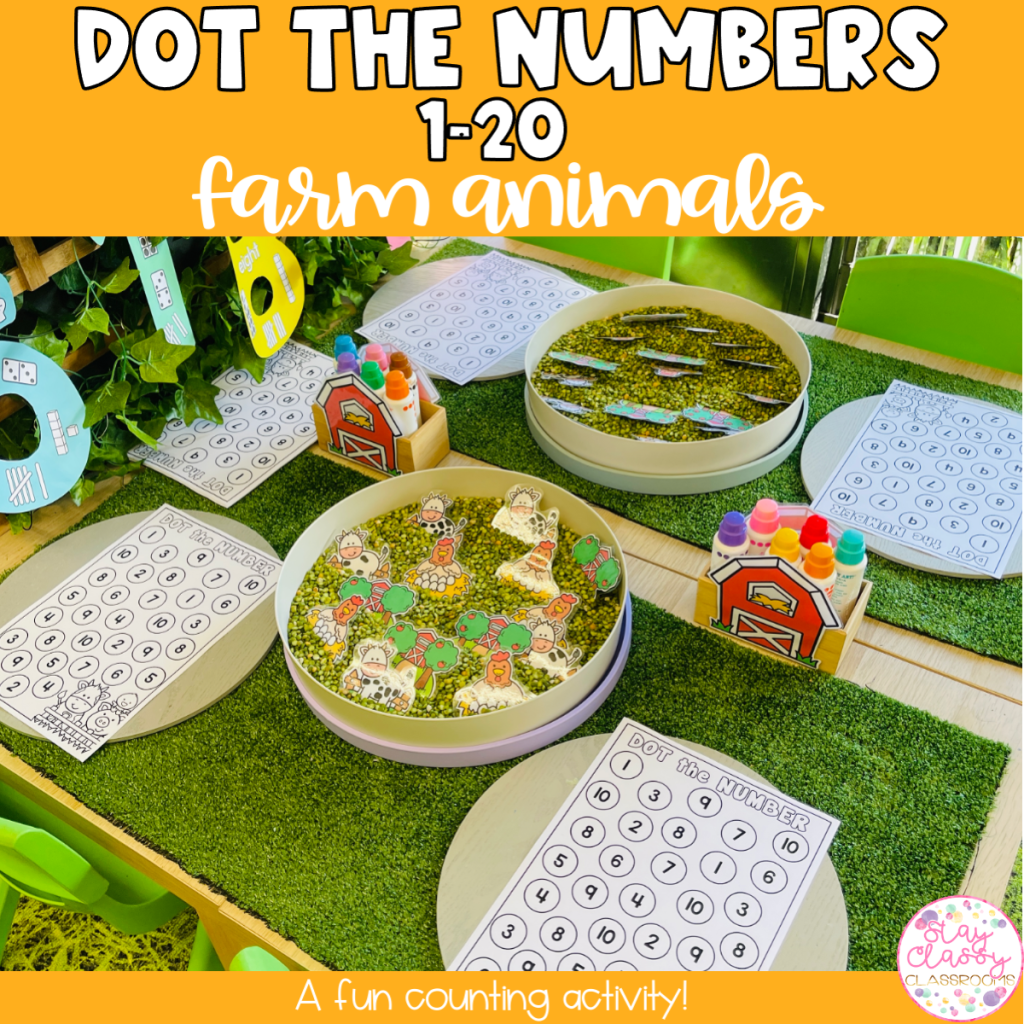 Dot the Number 1-20 | Farm Animals - Stay Classy Classrooms