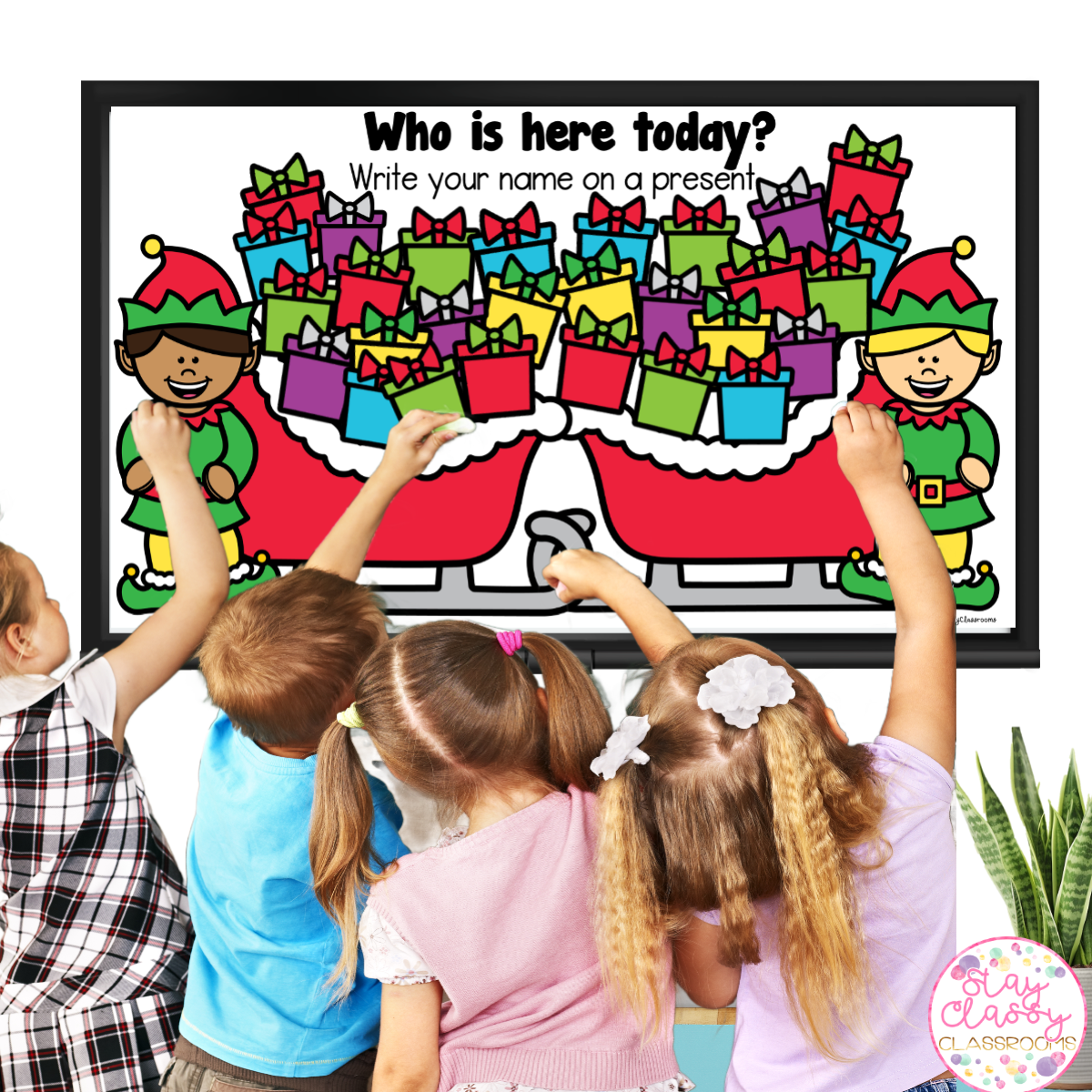 Class Sign In CHRISTMAS | Editable Display Pack - Stay Classy Classrooms